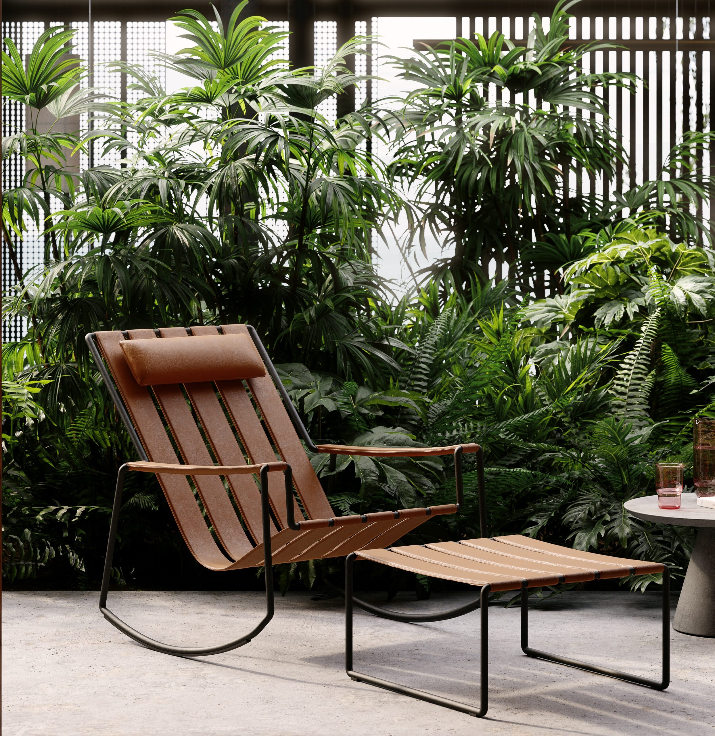 Strappy Rocking Chair & Stool | Sapphire Spaces